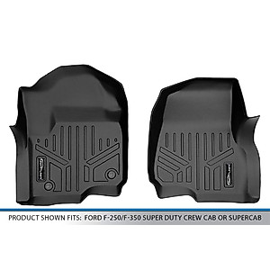 MAXLINER Custom Fit Floor Mats 1st Row Liner Set Black Compatible with 2017-2022 Ford F-250/F-350 Super Duty Crew Cab or SuperCab
