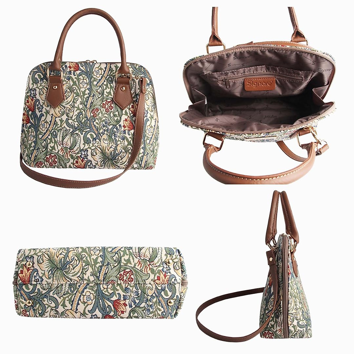 Signare Tapestry Hand Shoulder Bag Cross Body Purses Handbag Satchel Bag for Women In William Morris Goldenlily Design |CONV-GLILY