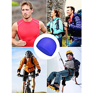 Geyoga 6 Pieces Skull Cap Sweat Wicking Cap Running Hats Helmet Liner for Men and Women Fitting Running Jogging Exercise(White, Grey, Orange, Sapphire Blue, Dark Blue, Black)