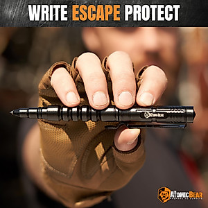 The Atomic Bear Tactical Pen - Pen With Window Breaker - Used in Police and Military Gear - Ballpoint Pens with Free 2nd ink refill
