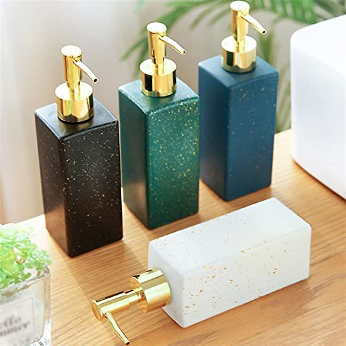 Soap Dispenser Lotion Bottle Press Shampoo Bath Gel Separate Bottle Ceramic Soap Dispenser for Hotel Household Kitchen Liquid Dispencer Container Bathroom Soap Dispenser(Color:C)