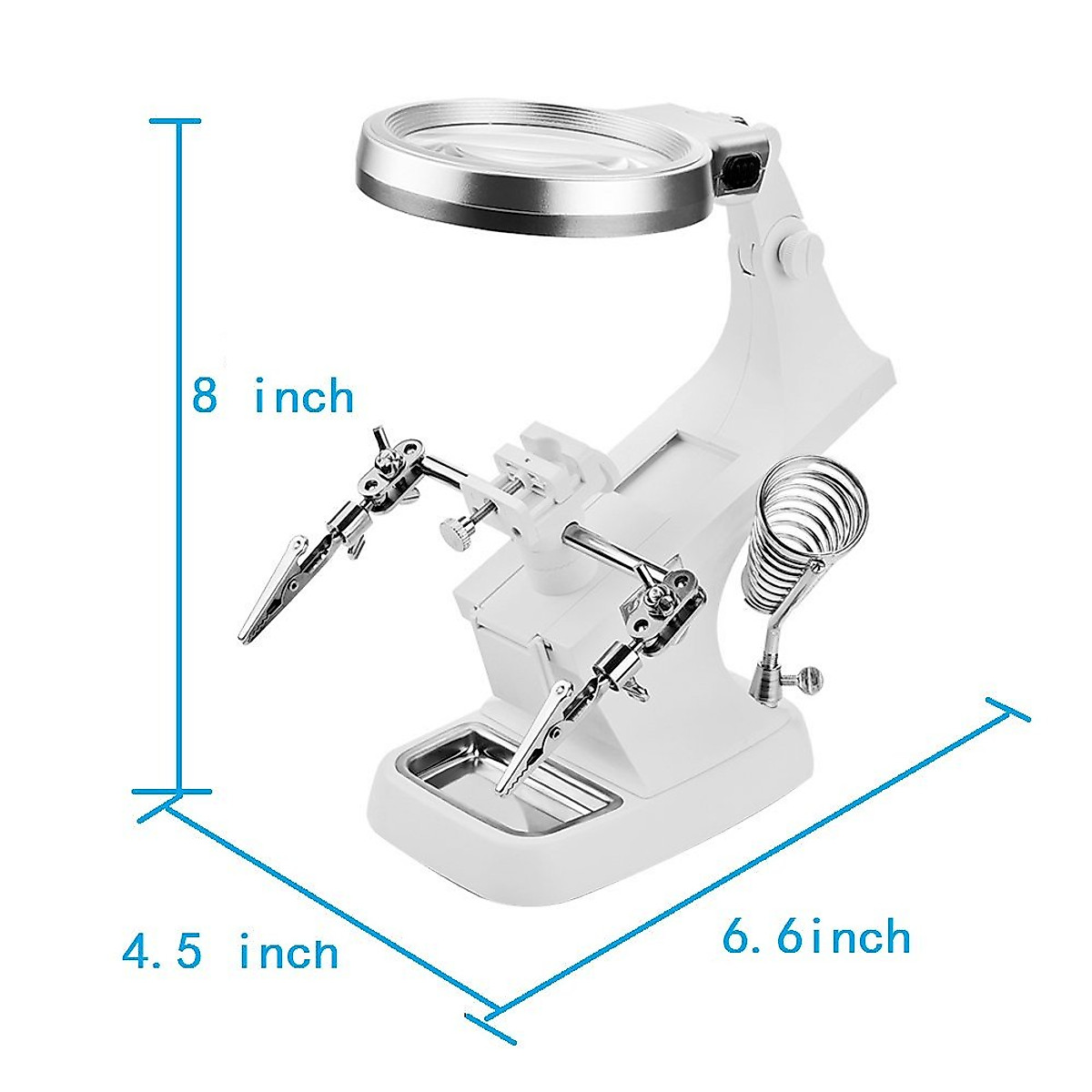 Glam Hobby LED Light Helping Hands Magnifier Station - 3X 4.5X USB Lighted Hands Free Magnifying Glass Stand with Clamp and Alligator Clips - for Soldering, Assembly, Repair, Modeling, Hobby, Crafts