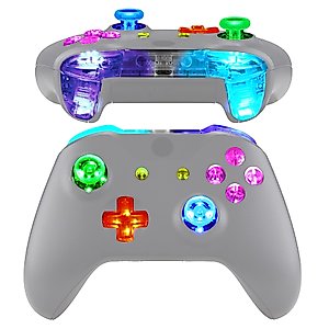 eXtremeRate Multi-Colors Luminated Bumpers Triggers Dpad Thumbsticks Start Back ABXY Action Buttons, DTFS (DTF 2.0) LED Kit for Xbox One S & X Controller (Model 1708) - Controller NOT Included