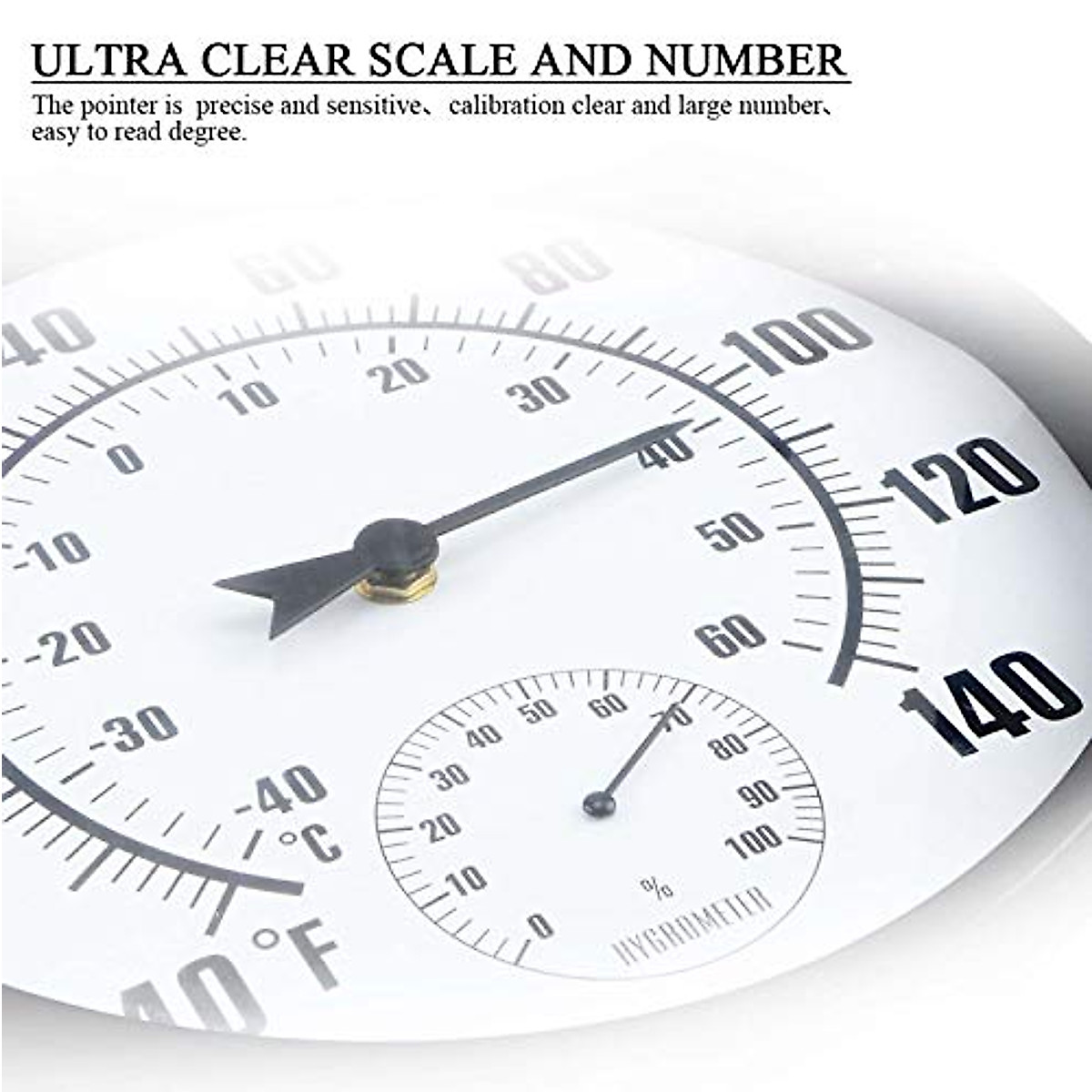 Thermometer Indoor Outdoor 10" Patio Large Wall Thermometer and Hygrometer,No Battery is Required to Let You to See The Temperature and Humidity of The Day from a Distance, Upgrade Version