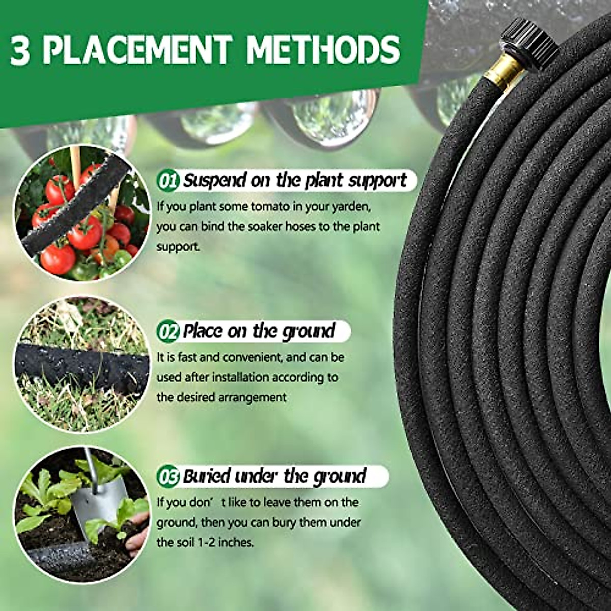 1/2’’ Soaker Hose 10 Ft 15Ft, Soaker Hoses for Garden 100 Ft, Garden Soaker Hose 25 Ft 50 Ft Drip Hoses for Garden Drip Garden Hose Irrigation System (10 feet)