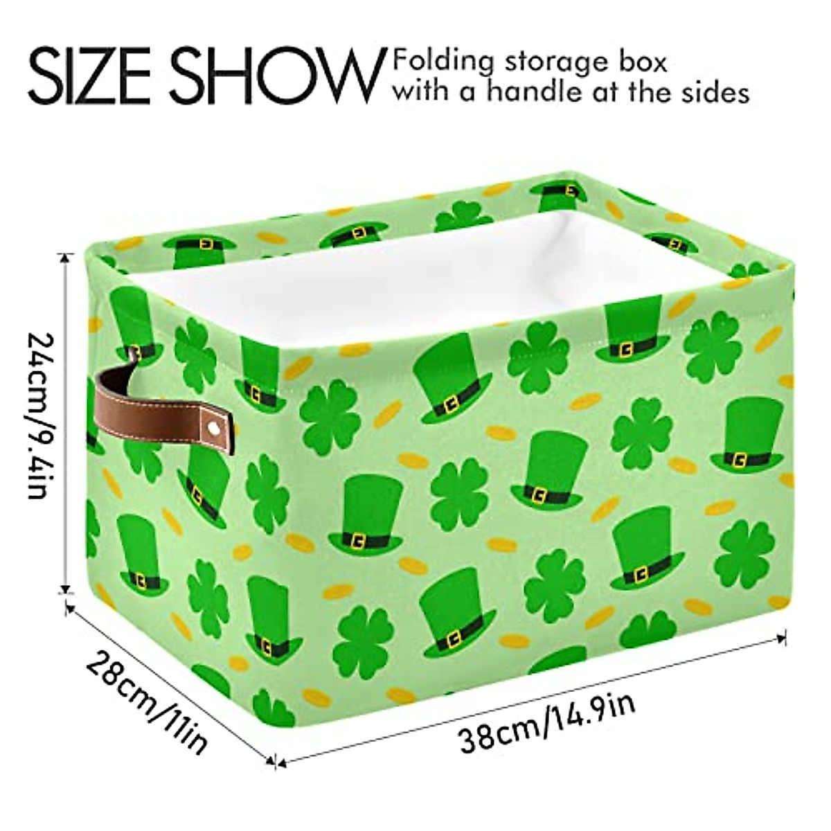 Foldable Storage Basket, Cube Organizer Bins St Patricks Day Leaf Hat Cube Bag Dual Handles for Closet Shelf