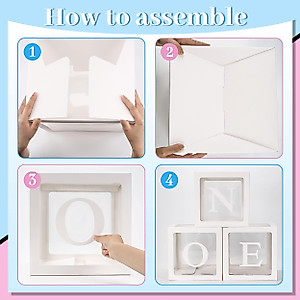 One Balloon Boxes for 1st Birthday with 3pcs ONE Letters for 1st Birthday Decorations Boy Girl(White)