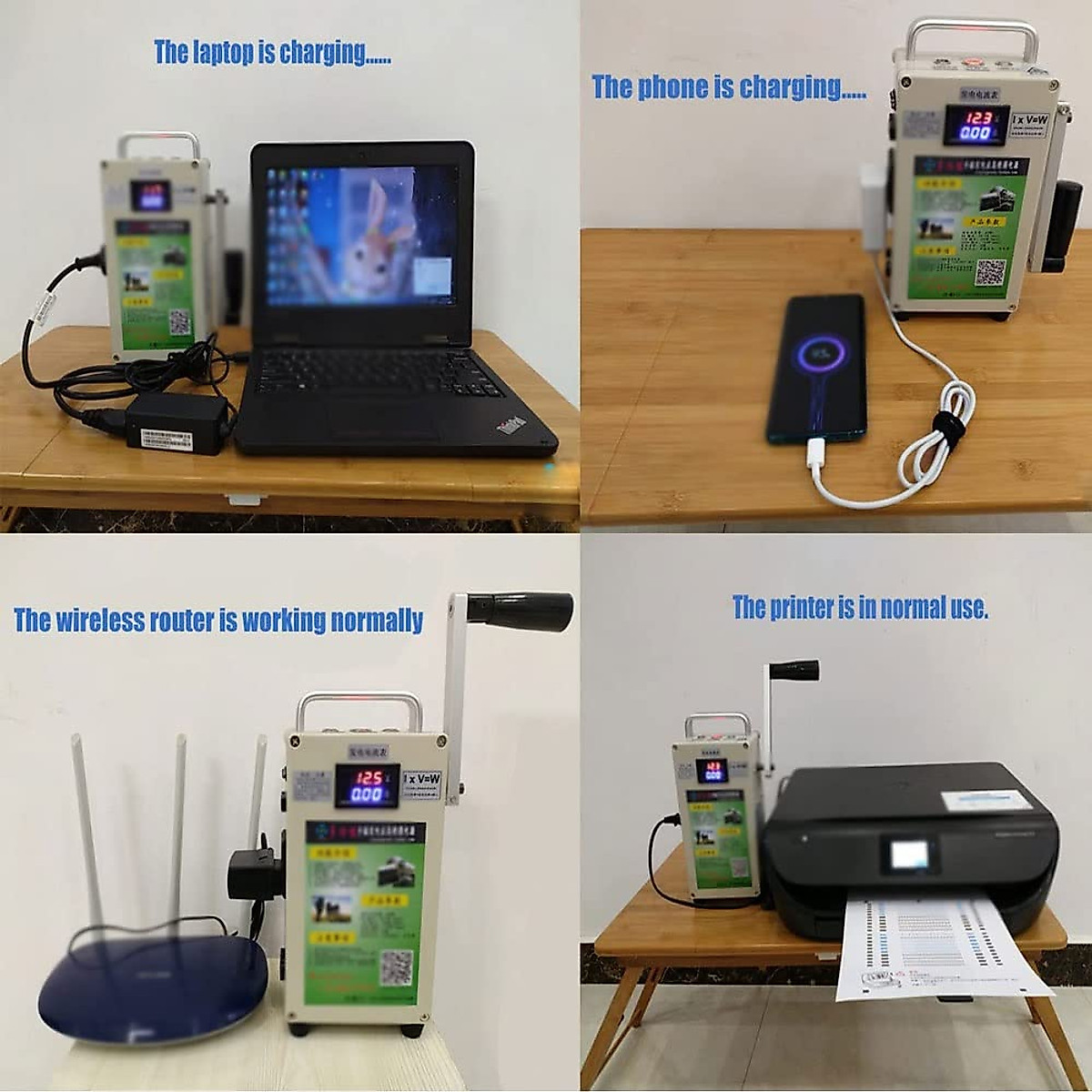 Hand Crank Generator,Portable Emergency Hand Power USB Charging Generator,Large Capacity Outdoor 5V、12V、220V 150W Manual Generator