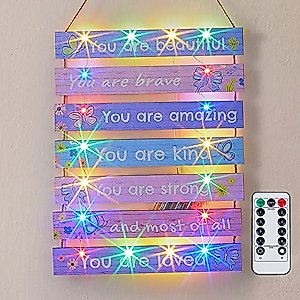 FIOBEE Girls Room Décor for Teen Girls with LED Light Nursery Wall Décor for Bedroom Motivational Inspirational Wall Art Girl Room Decoration for Kid Room Living Room, 8 Kinds of Lights, Butterfly