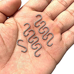 200Pcs Stainless Steel 0.55Inch S Hook Connectors Mini S-Shaped Hangers Ornament for Jewelry Key Ring Chain Hardware Pet Name Tag Wood Circles Fishing Lure and Assembly DIY Crafts Net Equipment