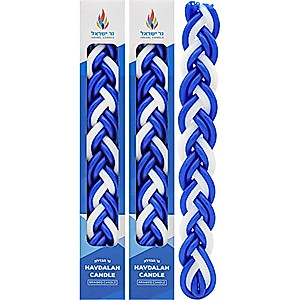 Havdalah Candle Handcrafted Havdala Candle Blue & White Paraffin Wax, Shabbat Candle, Shabbat Judaica Gift (2-Pack)