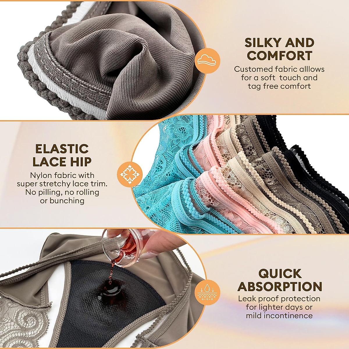 shaperisfree Lace Thong Period Underwear for Women, Leak Proof Period Thongs, Absorbent Panty, Menstrual Thong Bikini Bottom