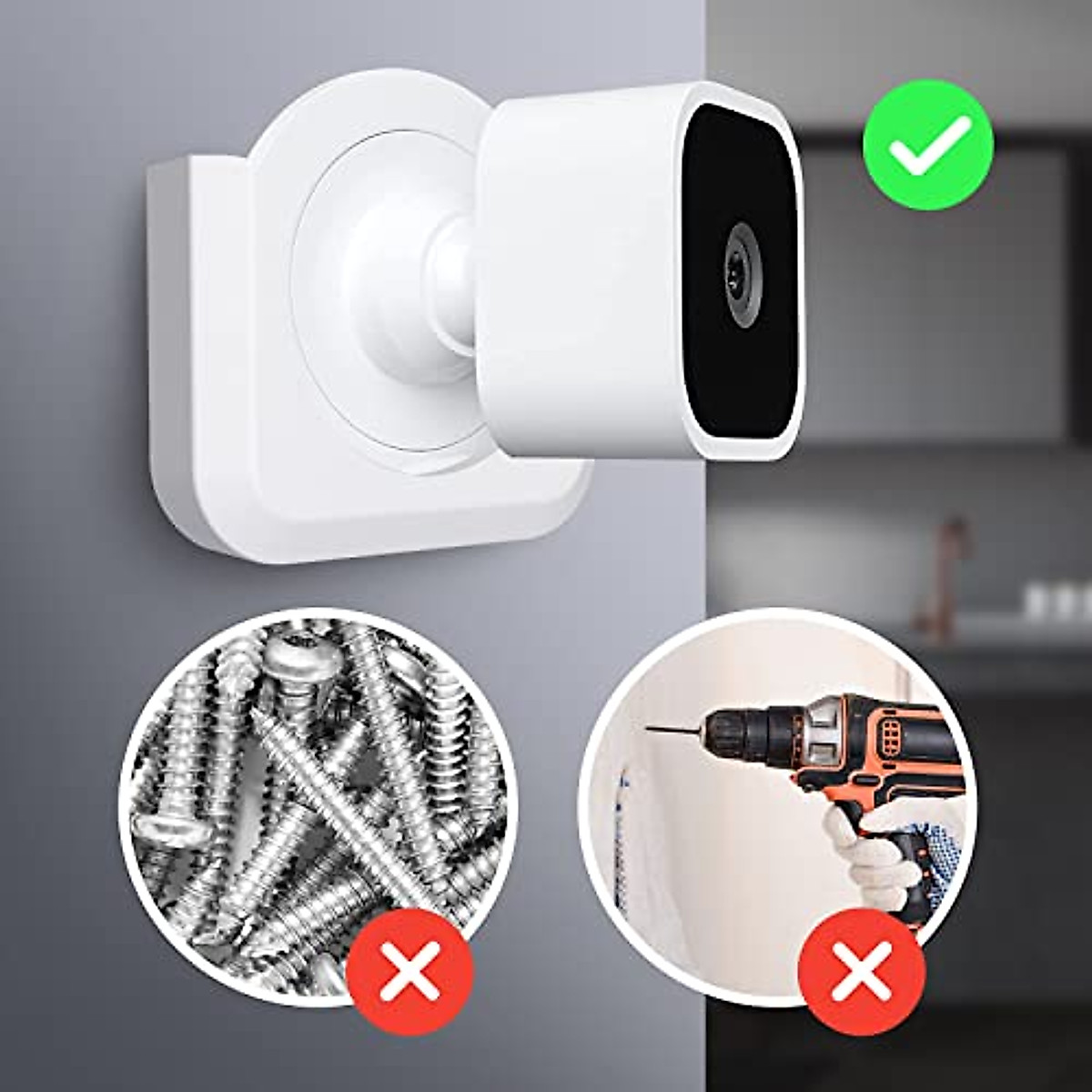 Blink Mini Camera Adhesive Wall Mount Bracket, Strong Adhesive Durable Camera Mount Stand for Blink Mini Indoor Camera, No Drill, No Screws, Decorate Damage-Free, Easy to Install (2 Pack)