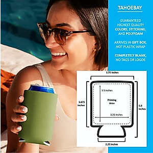 TahoeBay Blank Beer Can Coolers, Plain Bulk Collapsible Soda Cover Coolies, DIY Personalized Sublimation Sleeves for Weddings, Bachelorette Parties, Funny HTV Party Favors (Sage, 5)