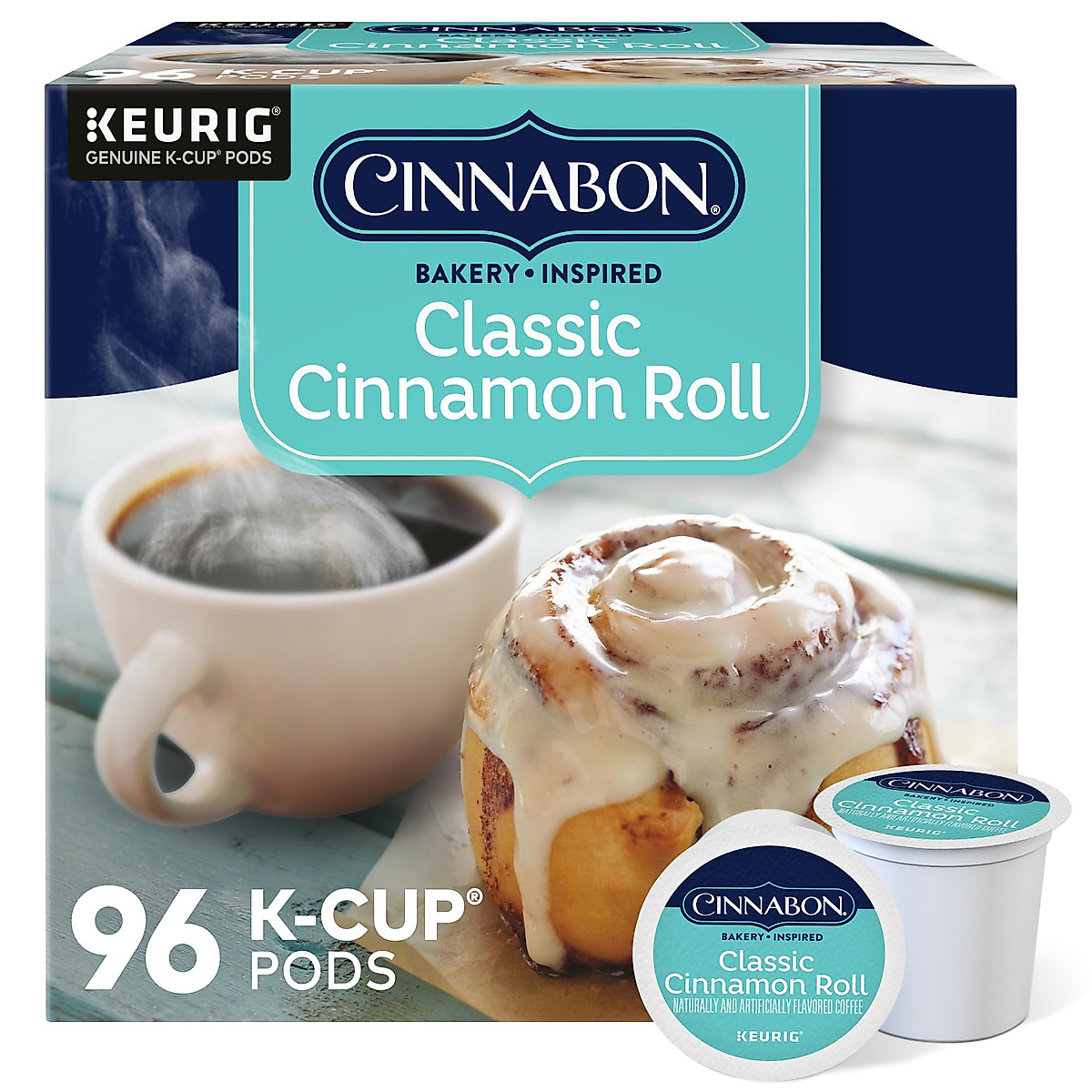 Cinnabon Classic Cinnamon Roll, Single-Serve Keurig K-Cup Pods, Flavored Coffee, 24 Count (Pack of 4)