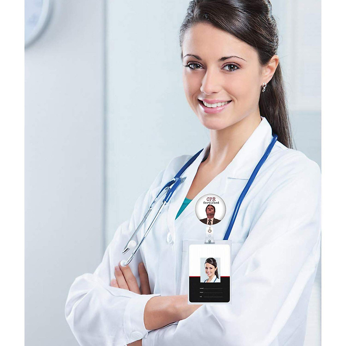 Nurse Badge Reels Retractable with Alligator Clip Name ID Card Badge Holder Reel - The Office