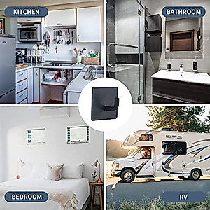 Self Adhesive Hook, Waterproof in Shower Hooks for Hanging Loofah, Towels, Clothes, Robes for Bathroom Stainless Steel Removable Adhesive Wall Hook Heavy Duty Stick on Hooks 4 Pcs (Black 4 PCS)