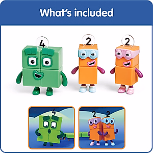 hand2mind Numberblock Four and The Terrible Twos, Cartoon Action Figure Set, Toy Figures, Play Figure Playsets, Small Figurines for Kids, Number Toys, Math Toys for Kids 3-5, Birthday Gifts for Kids