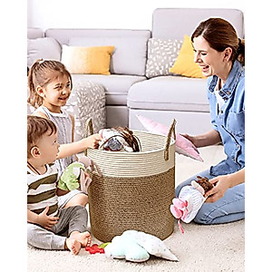ZYER Cotton Rope Laundry Basket tall rope basket for Clothes 49L Storage Laundry Basket for Toy Cotton Rope Laundry Basket with Handles 35 * 40CM