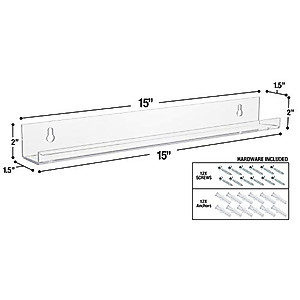 Sorbus Acrylic Shelves Wall Ledge Floating Kids Bookshelf Organizer, Clear Invisible Display, for Books, Figurine, Nail Polish Picture Frame Storage, Wall Mounted Shelves for Bathroom, Nail Salon