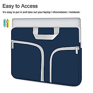TsuiWah Chromebook Case 11.6-12.3 inch Laptop Sleeve Protective Cover Neoprene Computer Bag for 13 inch MacBook Air/Pro/HP Stream/Samsung/Surface X/7/6/5/4/3/Go 12.4" Chromebook with Handle, Navyblue