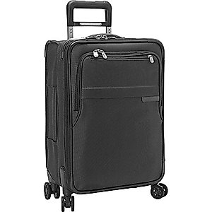 Briggs & Riley Baseline 22 inch Softside Carry On Luggage with Spinner Wheels 22 x 14 x 9. Expandable Suitcase with Compression Packing System, Black