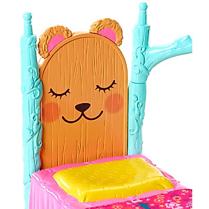 Mattel Enchantimals Sleepover Bedroom Playset – Bren Bear doll (6-in) and Snore Animal Figure