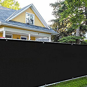 SUNLAX 6'x10' Black Balcony Privacy Screen Fence Windscreen Cover Fabric Shade Netting Mesh Cloth with Grommets UV Protection for Patio, Backyard, Porch, Railing Shield 90%