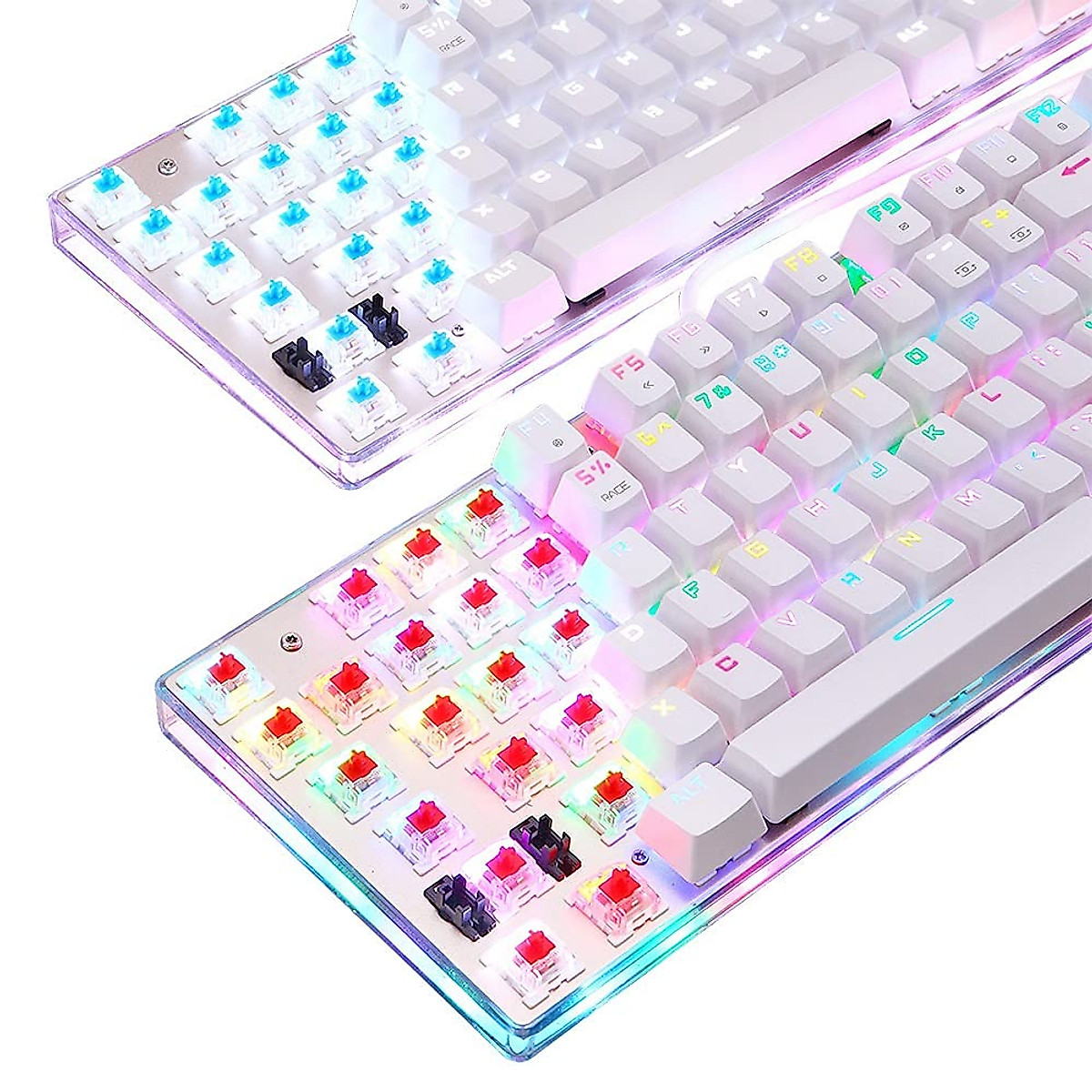 QHH Mechanical Gaming Keyboard RGB LED Rainbow Backlit Wired Keyboard with Red Switches for PC/Gamer, Typist