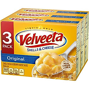 Velveeta Original Shells and Cheese (12 oz Box, Pack of 3)