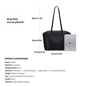 Cnoles Purses And Handbags for Women Tote Shoulder Satchel Crossbody Bags Leather Large Capacity Purse Designer Bucket Bag Black