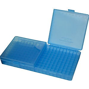 MTM Case-Gard P-200 Series Flip Top Handgun Ammo Box .45 ACP/.40 S&W and Similar Rounds Holds 200 Rounds Clear Blue