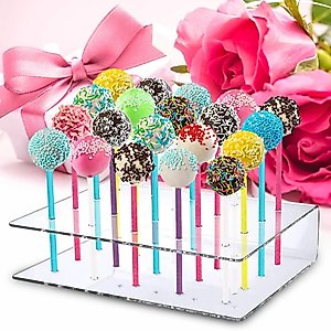 Cake Pop Holder, 15 Round Holes Transparent Acrylic Lollipop Holder, Lollipop Display Stand Decoration Supplies for Weddings Anniversaries Baby Showers Birthday Parties Halloween Candy Decor