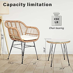 PAOLFOX 3 Piece Patio Set,Outdoor Bistro Set,Balcony Furniture,Wicker Patio Chairs,Patio Furniture,Backyard Furniture,Front Porch Furniture,Outdoor Chairs Set of 2