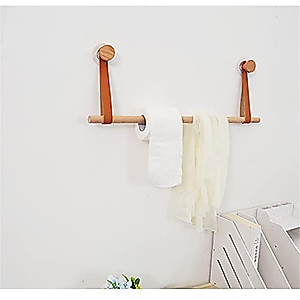 Handmade Paper Towel Holder Solid Wood Towel Bar Creative Paper Towel Shelf Wall Hole-Free Kitchen Hanging Bar Wooden Clothes Hook
