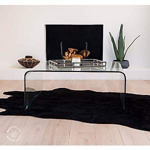 NativeSkins Faux Cowhide Rug – Midnight Black (Medium) | 4.3ft x 5.7ft | Triple-Layer Support | Ultra-Soft Pile | Hand-Cut, Faux Suede No-Slip Backing | Western Rug | Cow Hide Animal Print Rug