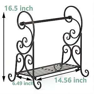 Wenbery Paper Towel Holder Stand 16.5" H Free Standing Metal Fancy Scroll Paper Towel Organizer for Kitchen Paper Towel Holder Stand and Condiment Shelf Rack