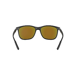 Ray-Ban Rb4330ch Chromance Square Sunglasses, Matte Black/Polarized Green Mirrored Blue, 56 mm