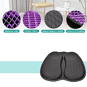 Muzsoul Gel Seat Cushions for Office Chairs Desk Chair Wheelchair Cushion - Tailbone Pain Relief Cushion Cool Breathable Without Sweating Non-Slip Cover Ergonomic Seat Cushion