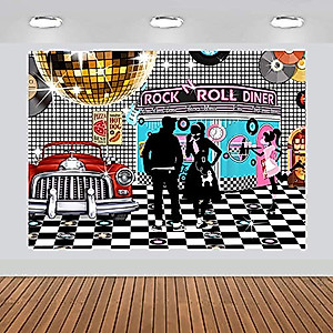 50s Diner Backdrop Large Banner Decoration Dessert Table Background Photobooth Prop 7x5feet