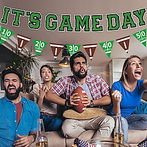 Football Party Decorations Kit: Football Themed Triangle Flags & Football Banner - for Birthday & Tailgate Parties