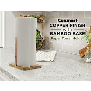 Cuisinart Stainless Steel Finish Paper Towel Holder with Solid Bamboo Base, Stainless Steel Arm for Tear Assistance, Countertop Paper Towel Dispenser, Fits Any Size Kitchen Towel Roll - Copper Finish