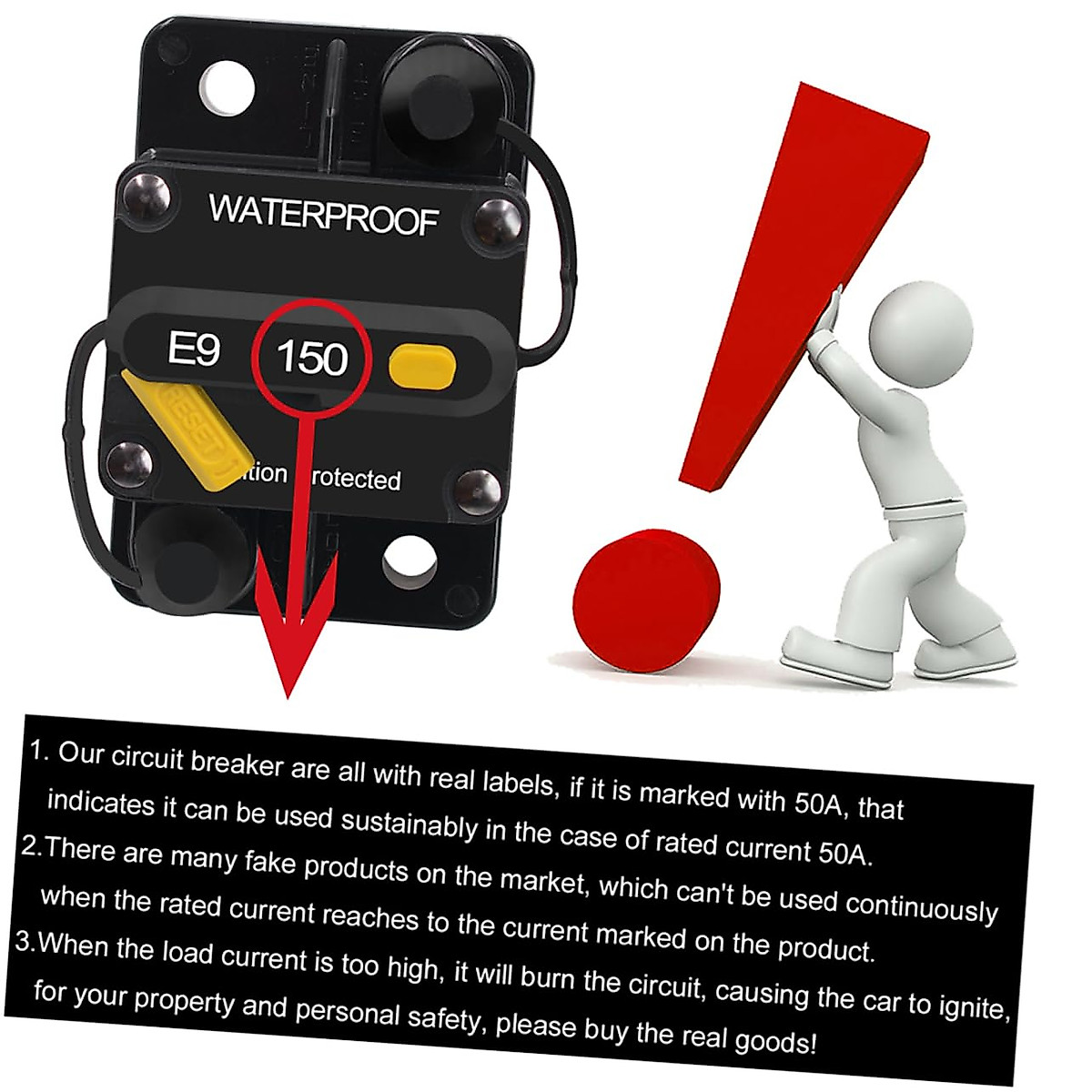 VICASKY Fuse Reset Circuit Breaker 2pcs Waterproof Circuit Breaker Car Circuit Breaker 32v Circuit Breaker Audio 100a Fuse Bimetal Circuit Breaker