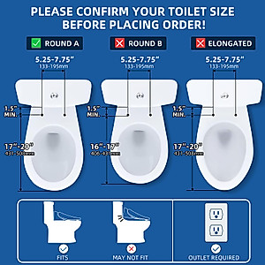 Bidet Toilet Seat - Round Smart Toilet Seat with Wireless Remote and Side Knob, Instant Warm Water & Air Dryer, Adjustable Heated Seat, Multiple Nozzle Modes