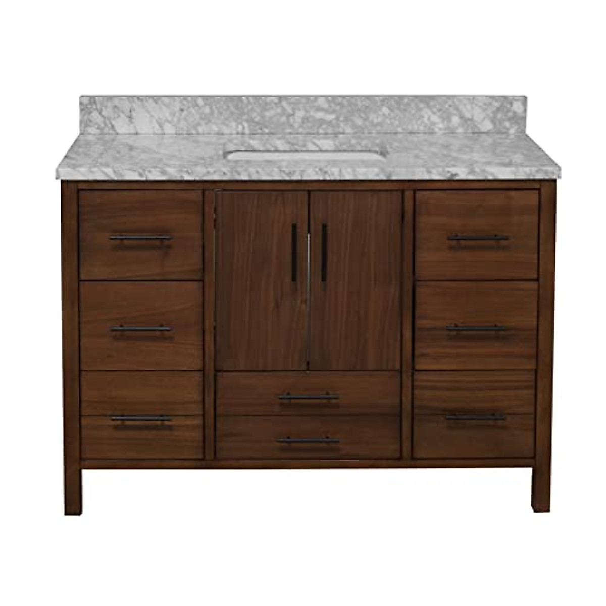 California 48-inch Bathroom Vanity (Carrara/Walnut): Includes Walnut Cabinet with Authentic Italian Carrara Marble Countertop and White Ceramic Sink