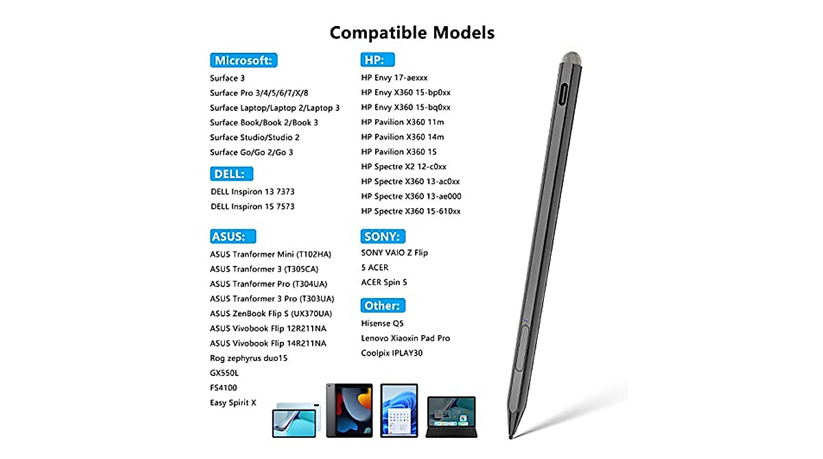 KOKABI Stylus Pen for Microsoft Surface - Magnet & Rechargeable