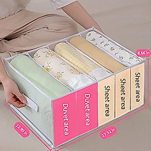 Spida Mount Foldable Sheet Organizer, Bed Sheet Organizer Foldable, Individual Foldable Bed Sheet Set Organizer, Sheet Organizer Foldable Box (white, 2 pcs 5 grids)