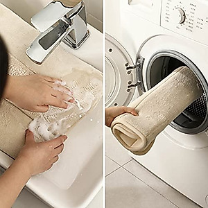 HOMJON Memory Foam Bath Mat, 31.5x19.8 Inches Anti-Slip Water Absorption Soft Bathroom Rugs Bath Bathroom Kitchen Floor Shower Carpet - Rose Red