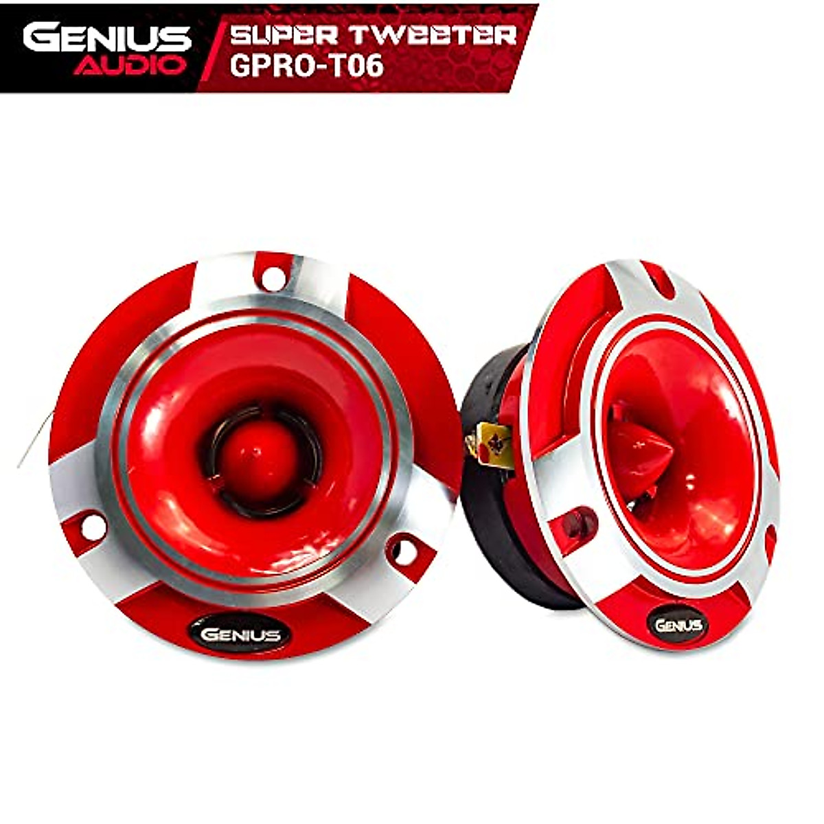 Genius Audio GPRO-T06 1", 35 Watts RMS - 150 Watts Max, Pro Audio Super Tweeter Speaker, Aluminum Diaphragm Car Audio Speaker, Ferrite Y25 Magnet, 4 Ohms (2 Speakers)