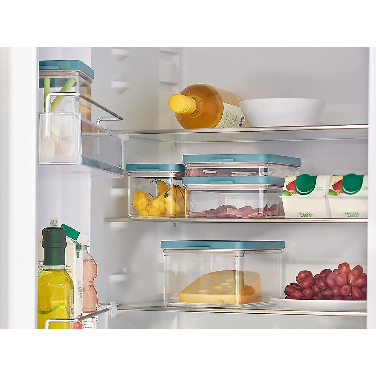 Mepal - Breakfast Fridge Container Duo Omnia – 2-Layer Fridge Box for Storing Cold Cuts & Cheese - Stackable Refrigerator Boxes - Kitchen Storage & Organization - 500 ml & 1200 ml - Nordic Green
